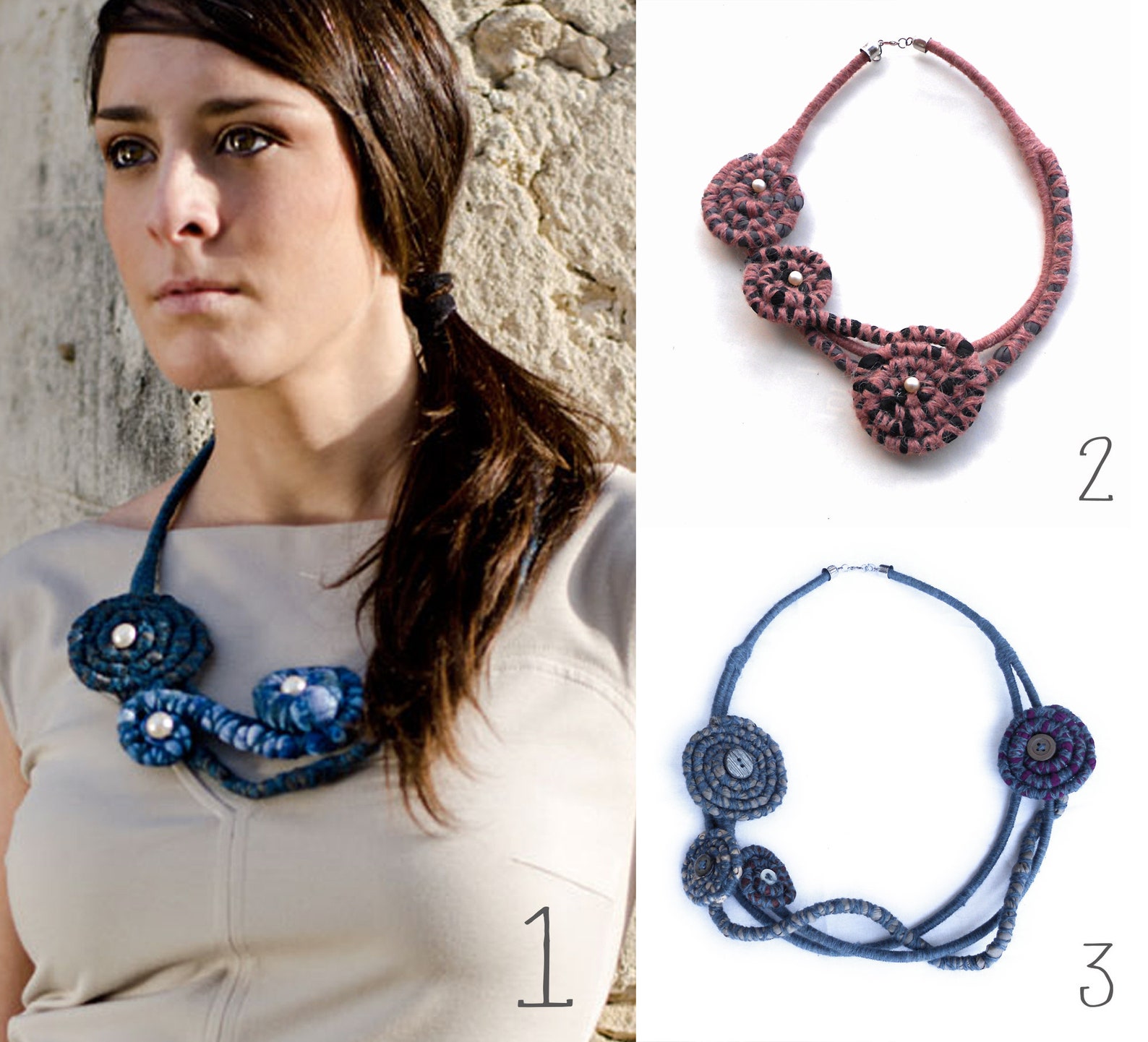 Textile Necklace Fabric Necklaces for Women Zero Waste - Etsy