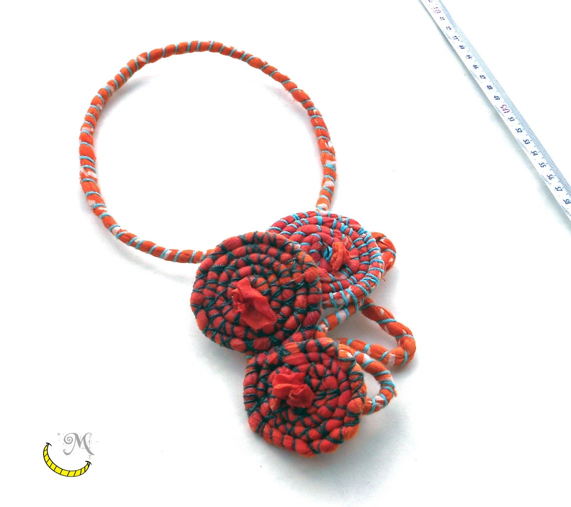 Textile Necklace From Upcycled Fabric Ethnic Necklaces for - Etsy