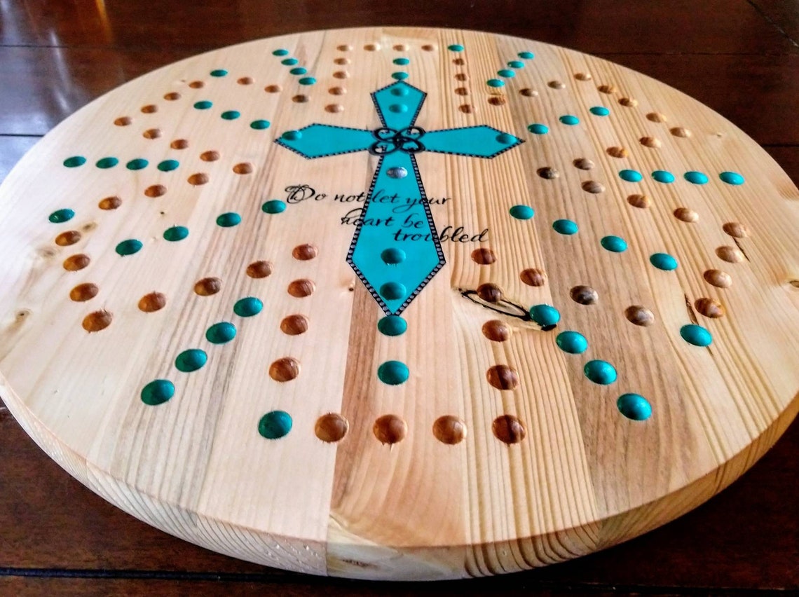 Cross Wahoo Board Christian Theme Wahoo Large Round Wahoo - Etsy