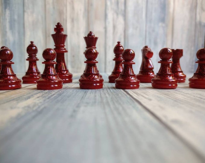 Sapphire & Ruby Chess Set Game Pieces, Standard Size Chess Set Pieces ...