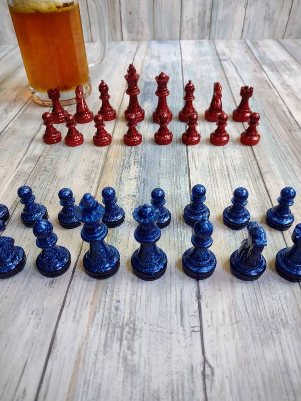 Sapphire & Ruby Chess Set Game Pieces, Standard Size Chess Set Pieces ...