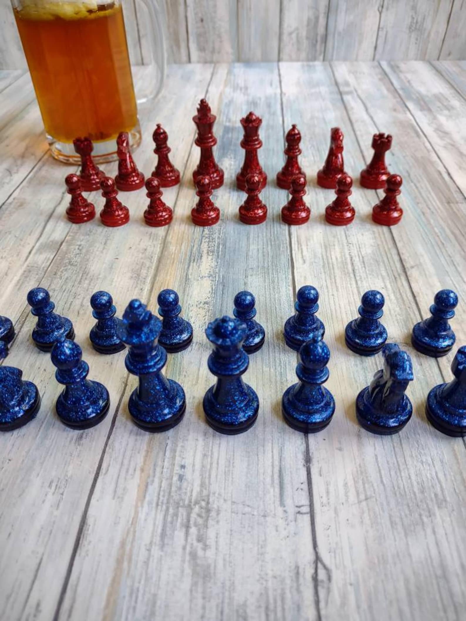 Sapphire & Ruby Chess Set Game Pieces Standard Size Chess Set - Etsy