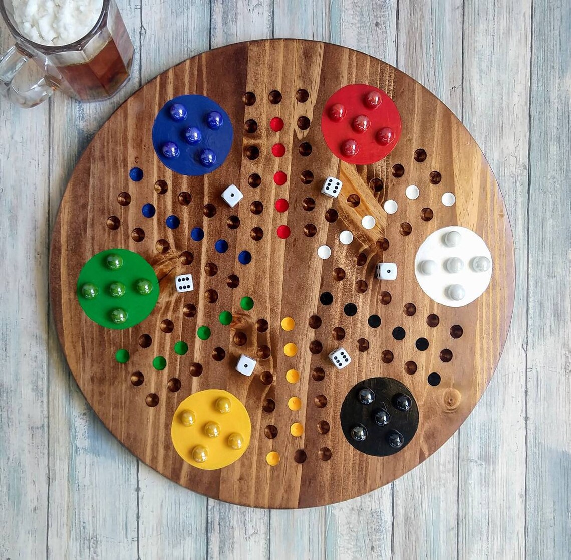 5 Marble Wahoo Game,4/6 Double Side Wahoo, 5 Marble Parcheesi Style ...