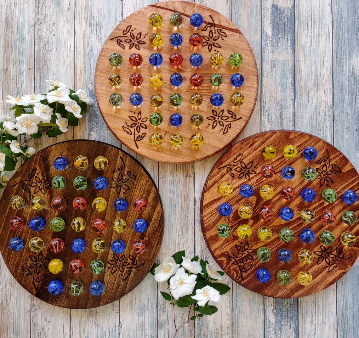 Marble Solitaire Game With 1 Marbles 12 Round - Etsy