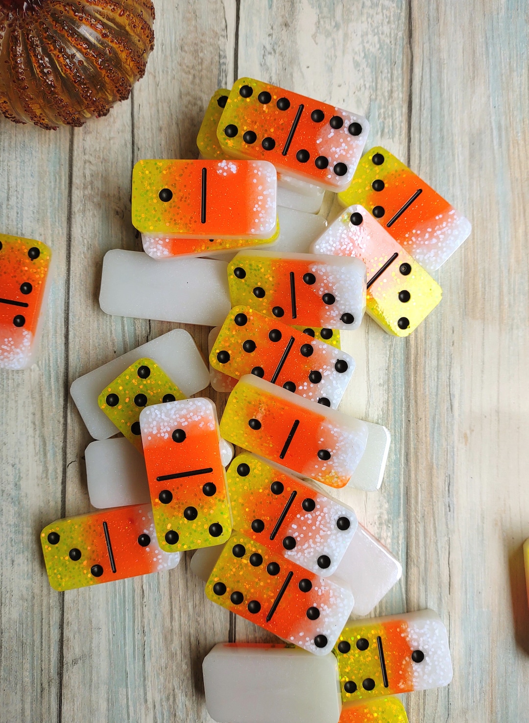 Candycorn Domino Set, Double Six Halloween Theme Domino Set, Yellow ...