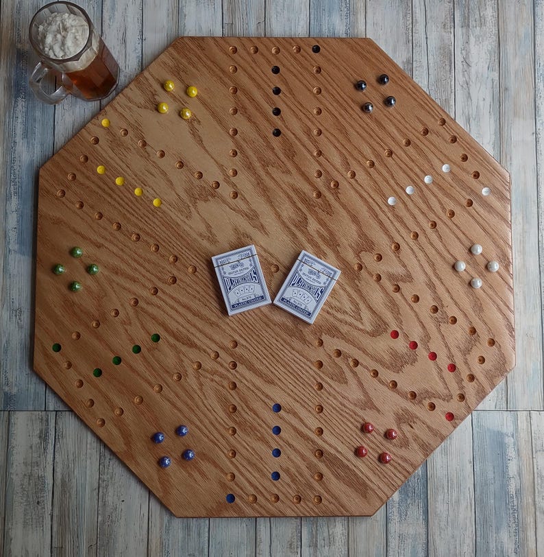 Carbles Game Board, Custom Wood Carbles Game, Cards and Marbles Game ...