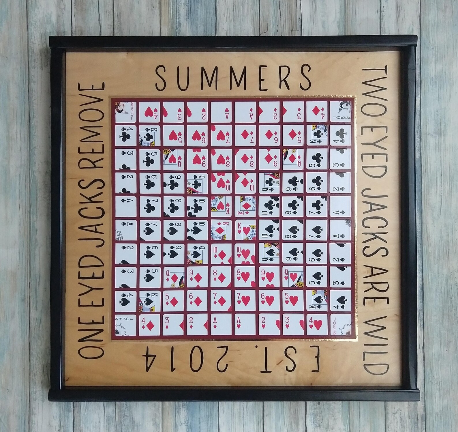 One Eyed Jack Game Board Playing Cards Game Board Hand Made | Etsy