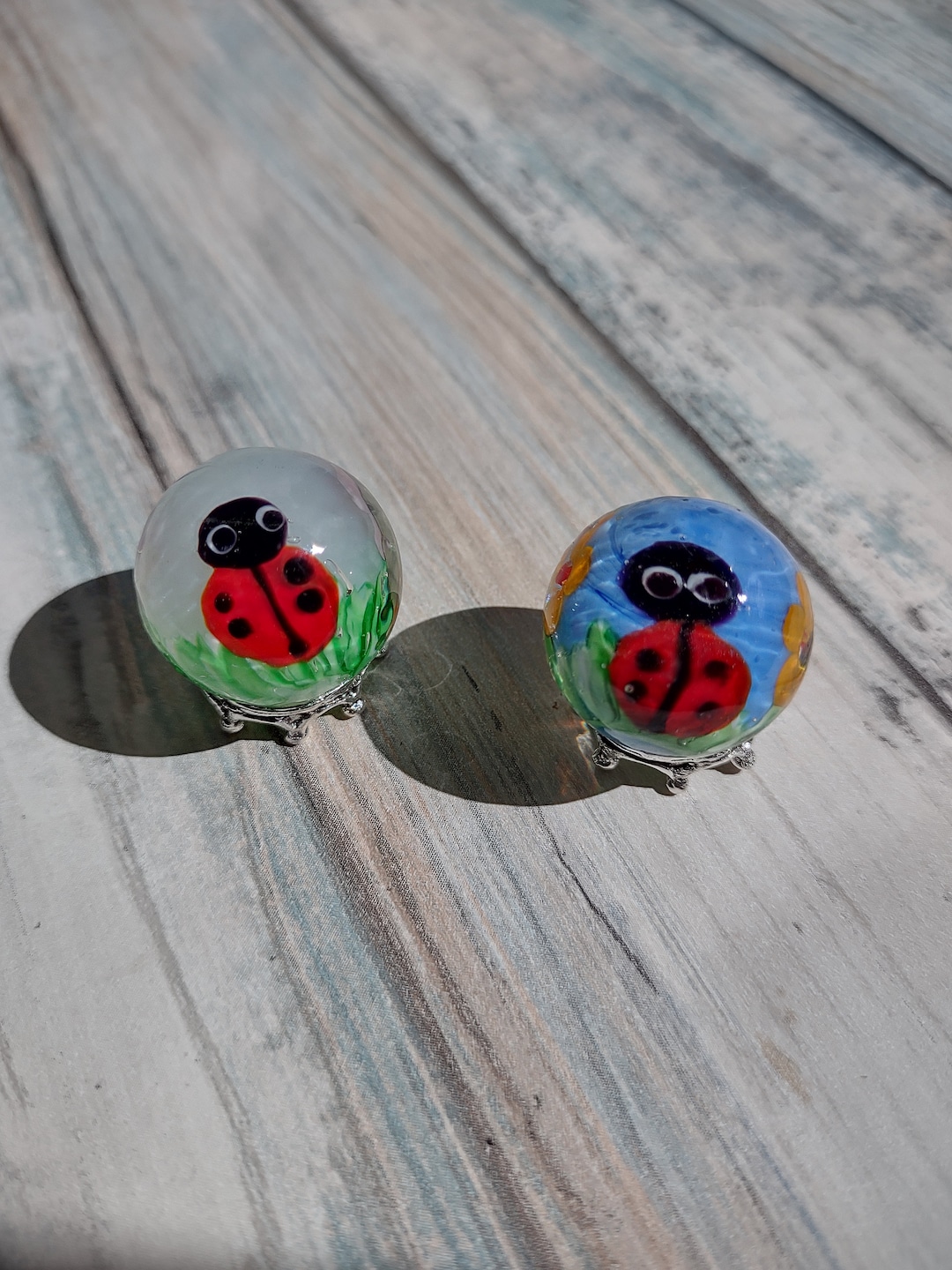 Ladybug Glass Marbles, 22mm Collector Marbles, Ladybird Collector ...