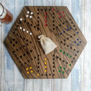 6 Player Hexagon Wahoo Game Board, Large Hexagon Aggravation Game Board ...