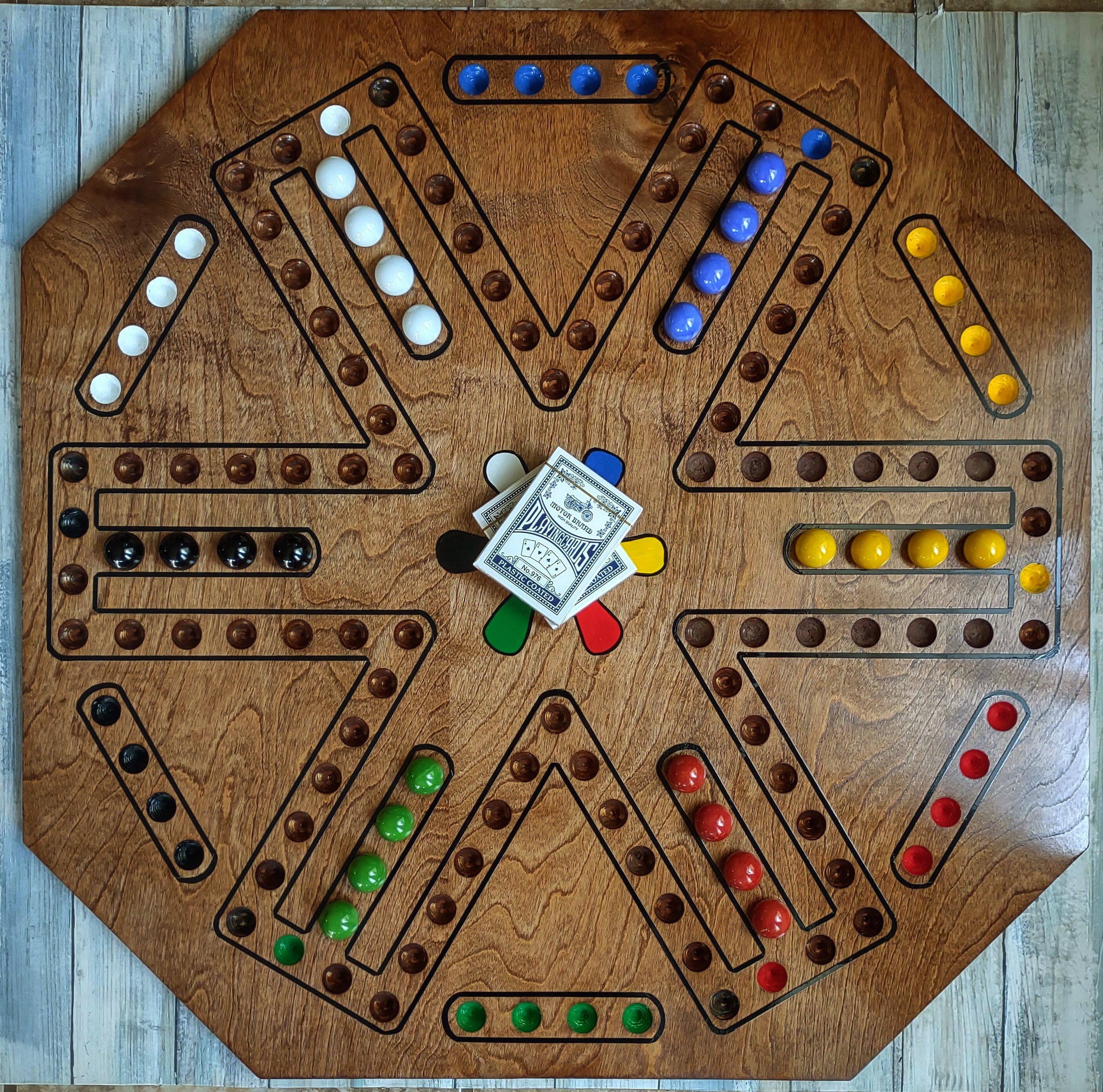 Pegs and Jokers Marble Game With Extra Large Marble, Cards and Marbles ...