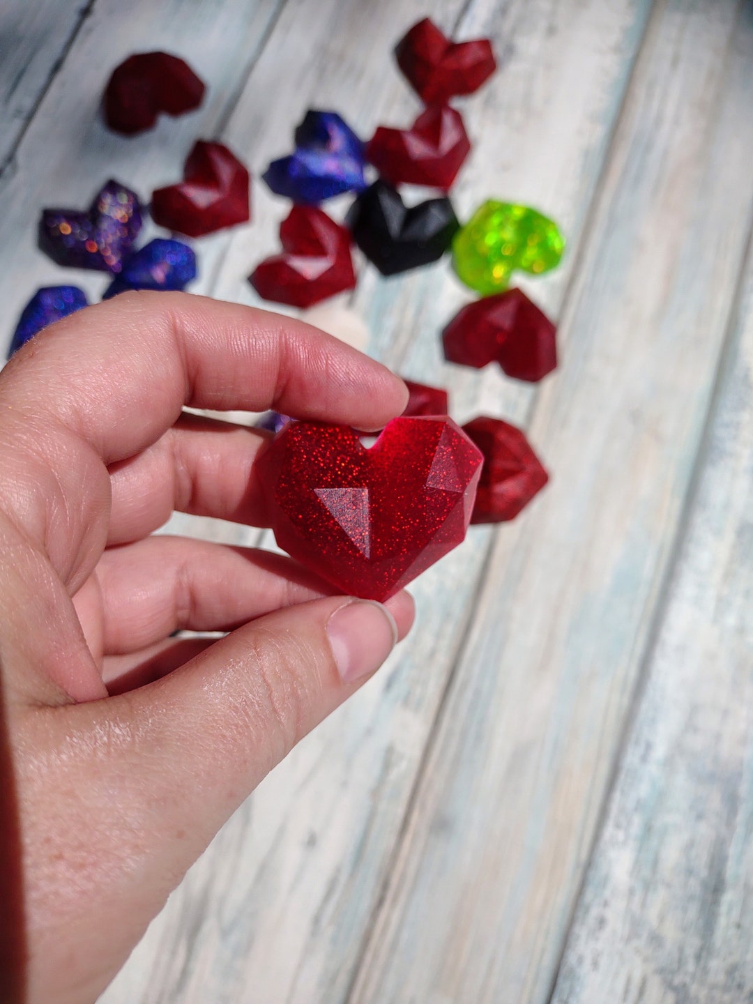 Resin Hearts for Sensory Play, Resin Heart Counters, Resin Heart Game ...