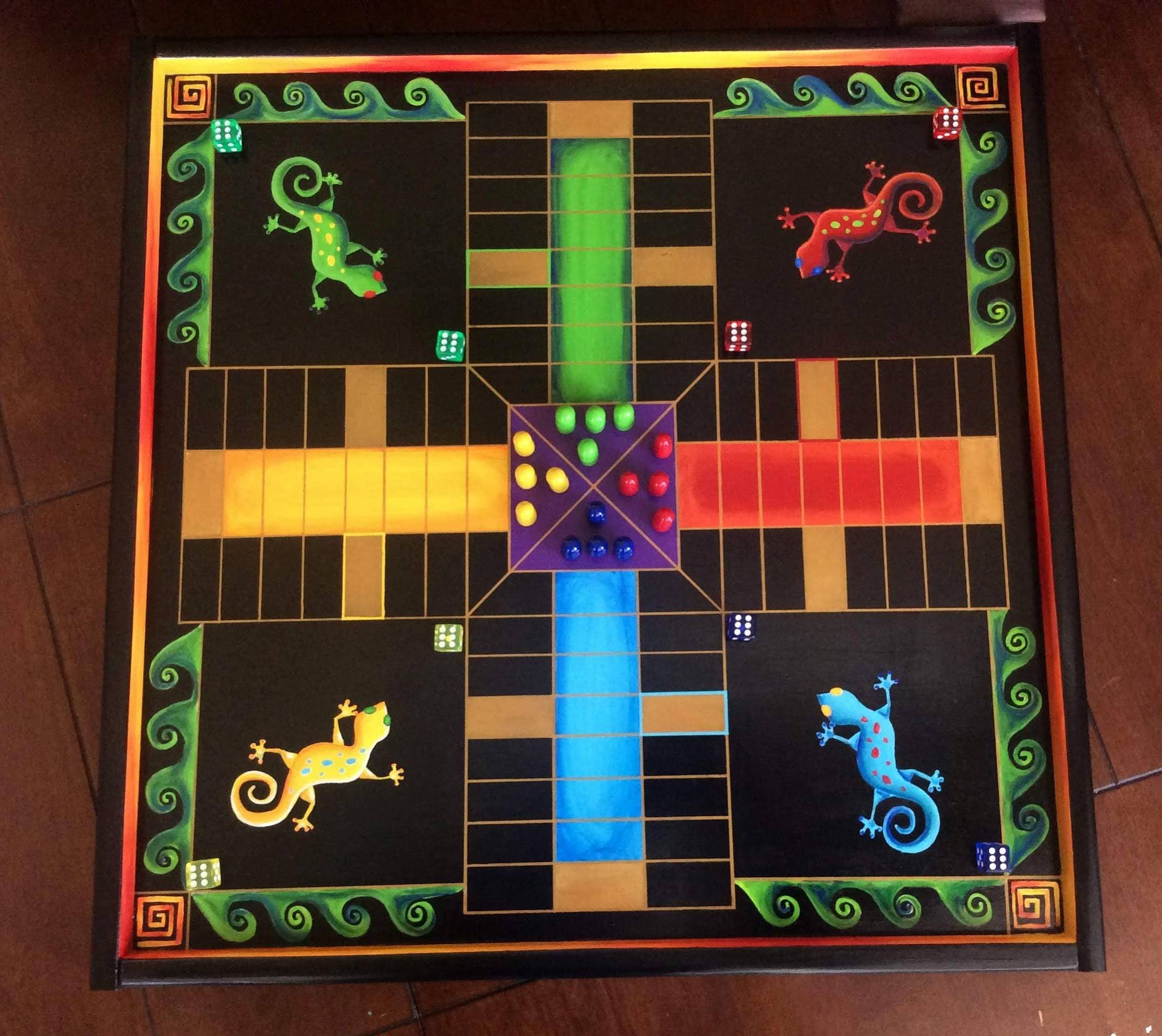 Parcheesi hand painted lizard Parcheesi wooden Parcheesi | Etsy