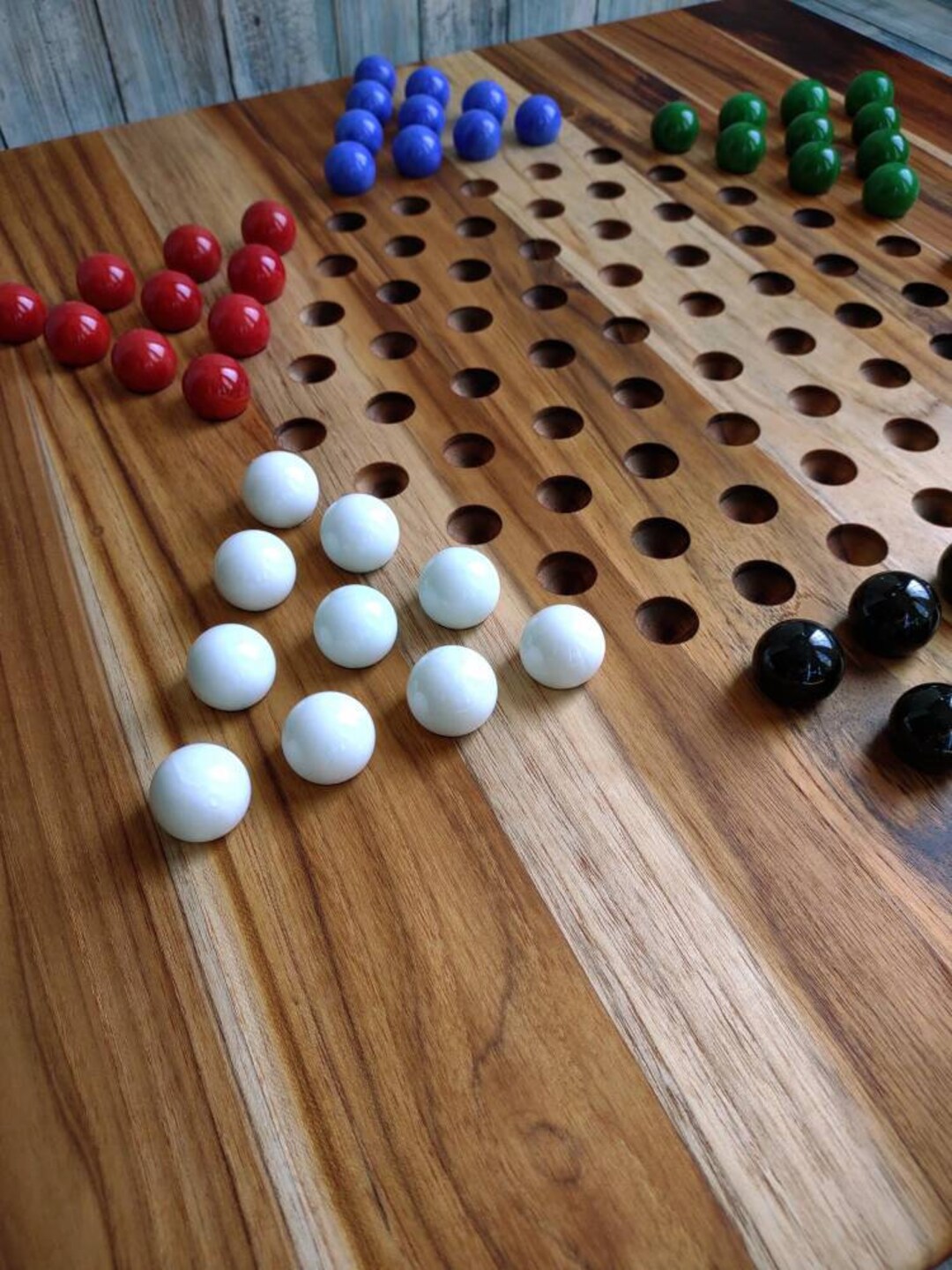 Solid Teak Chinese Checkers Game Board, Solid Hardwood Marble Game ...