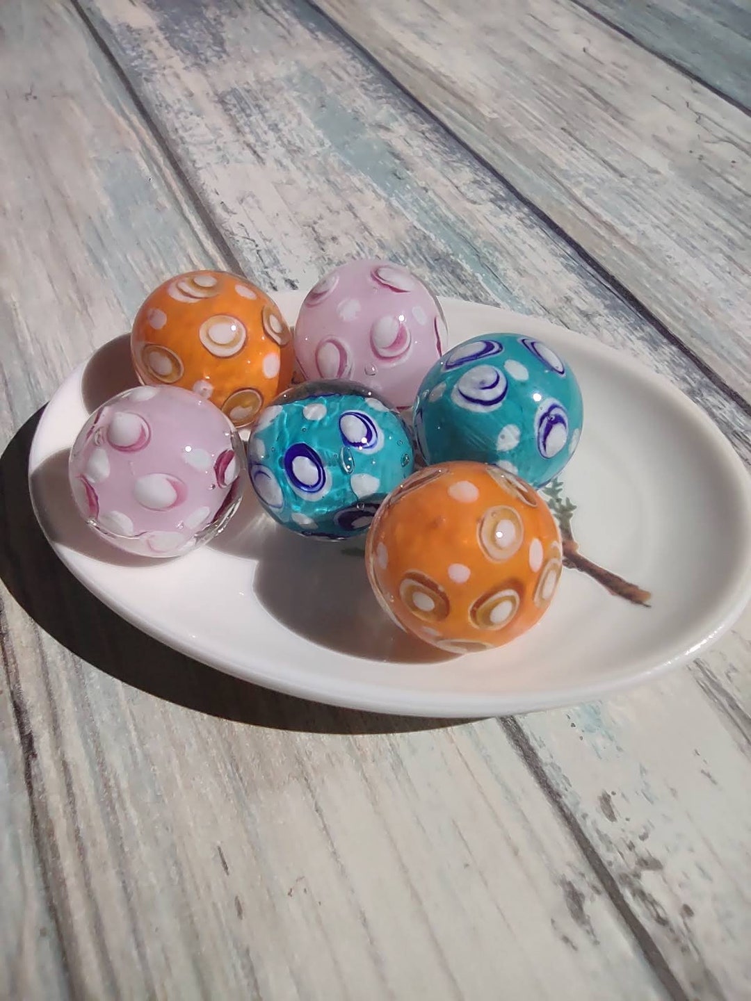 Oyster Bay Collector Marbles, 22mm Glass Marbles, Orange, Blue or Pink ...