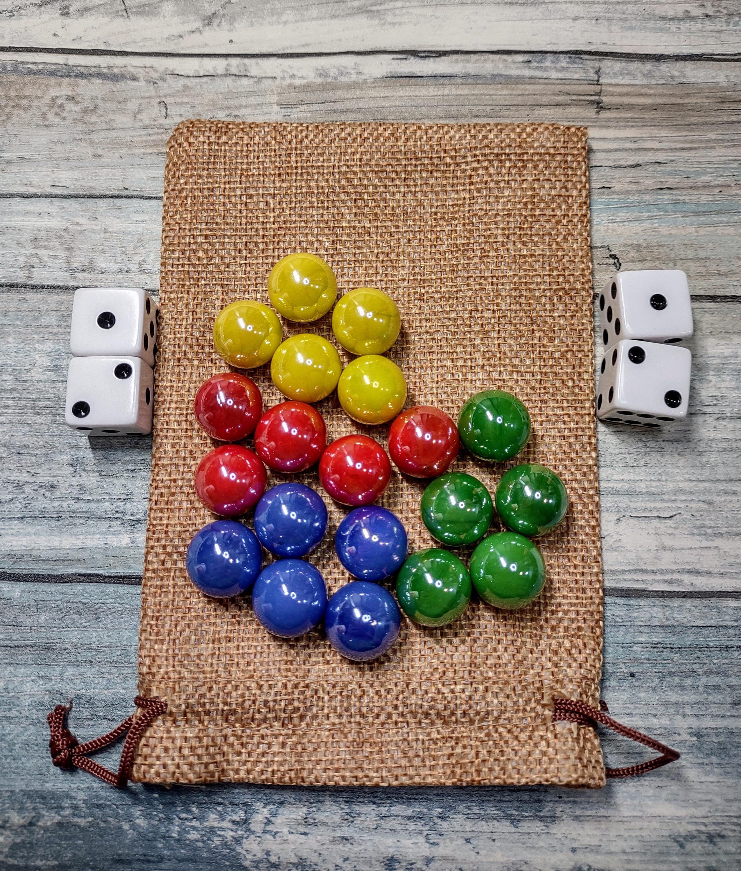 5- Marble per Player Replacement Marble & Dice Set | Iridized Glass ...