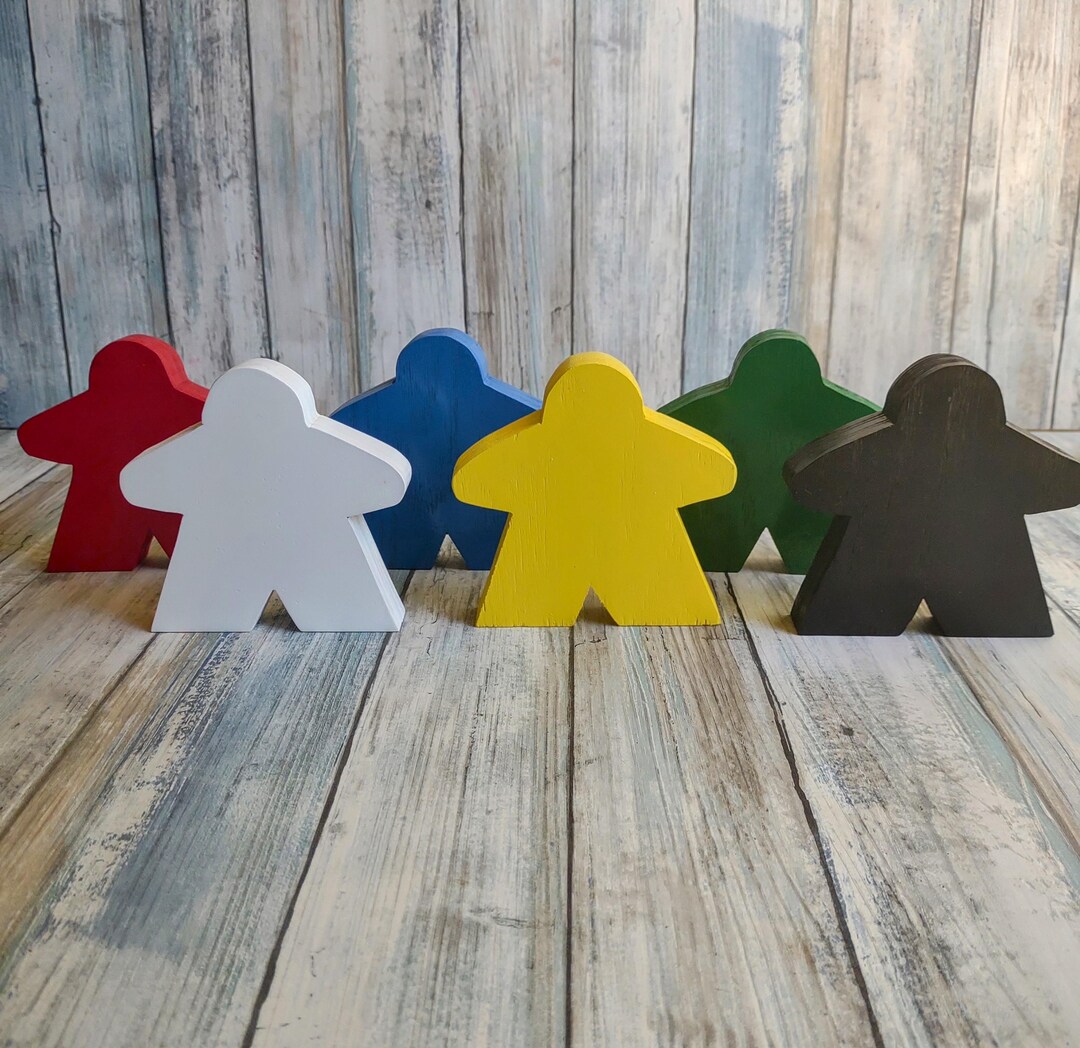 Jumbo Meeples, Red, Blue, Green, Yellow, Black, and White,extra Large Starting Player Piece ...
