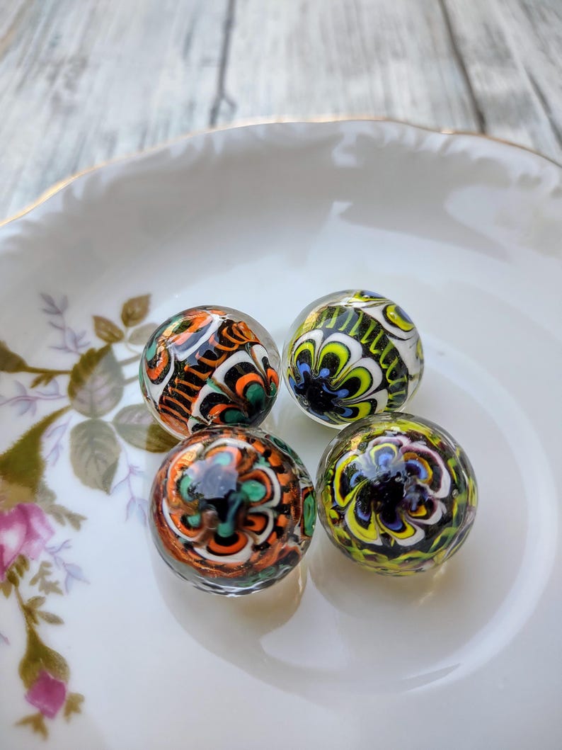 Rinky-dink Glass Marbles, 22mm Collector Marbles, Abstract Swirl ...