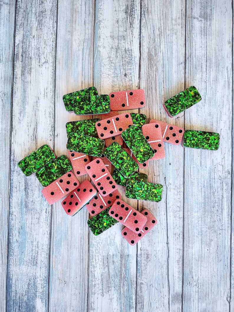 Watermelon Dominoes Watermelon Double Six Dominos Hand Made - Etsy