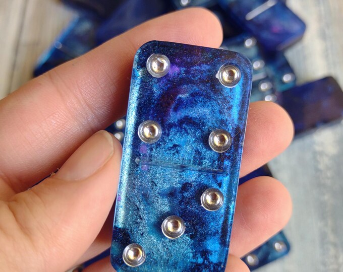 Galaxy Domino Set, Double Six Dominoes, Resin Dominoes, Glow in the ...