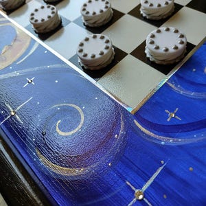 Celestial Chess Game Board, Hand Painted Chessboard, Sun and Moon Theme ...