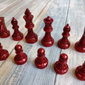 Sapphire & Ruby Chess Set Game Pieces, Standard Size Chess Set Pieces ...