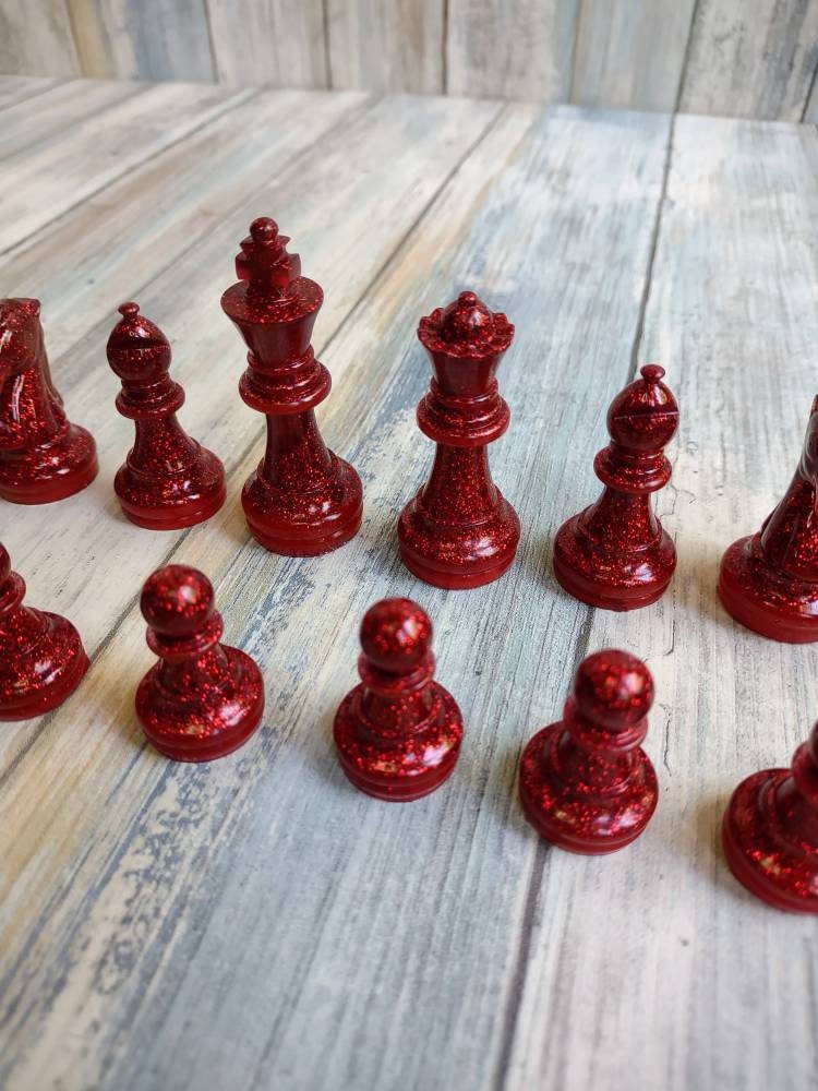 Sapphire & Ruby Chess Set Game Pieces Standard Size Chess Set - Etsy