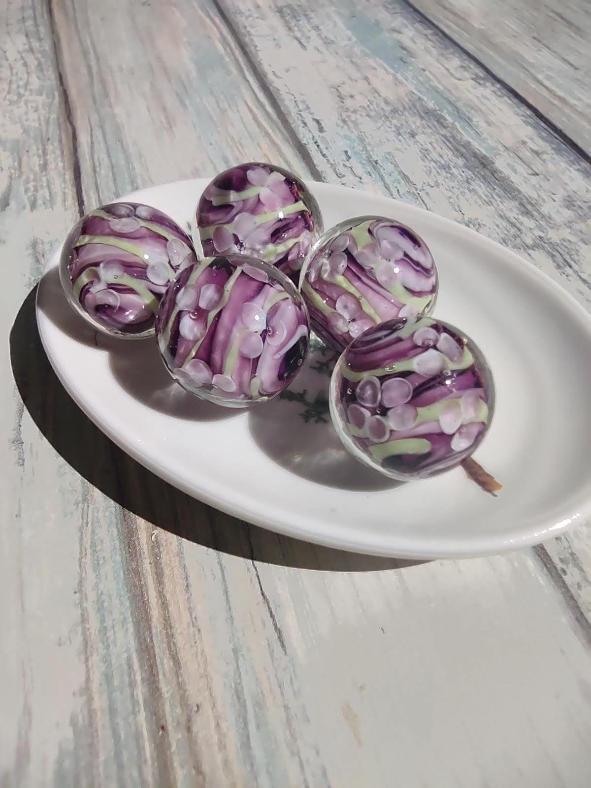 Protea Collector Marbles, Handmade Glass Marbles, Purple/pink Glass ...