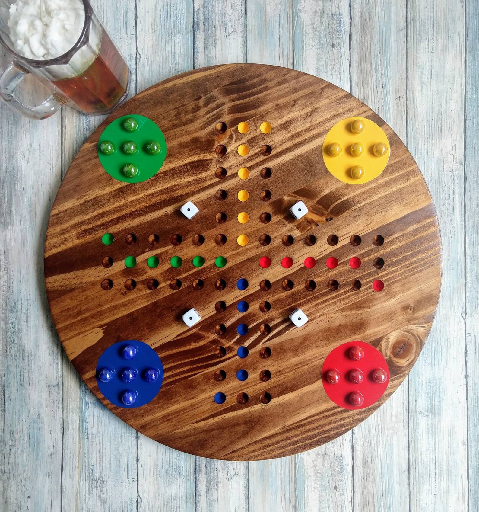 5 Marble Wahoo Game,4/6 Double Side Wahoo, 5 Marble Parcheesi Style ...