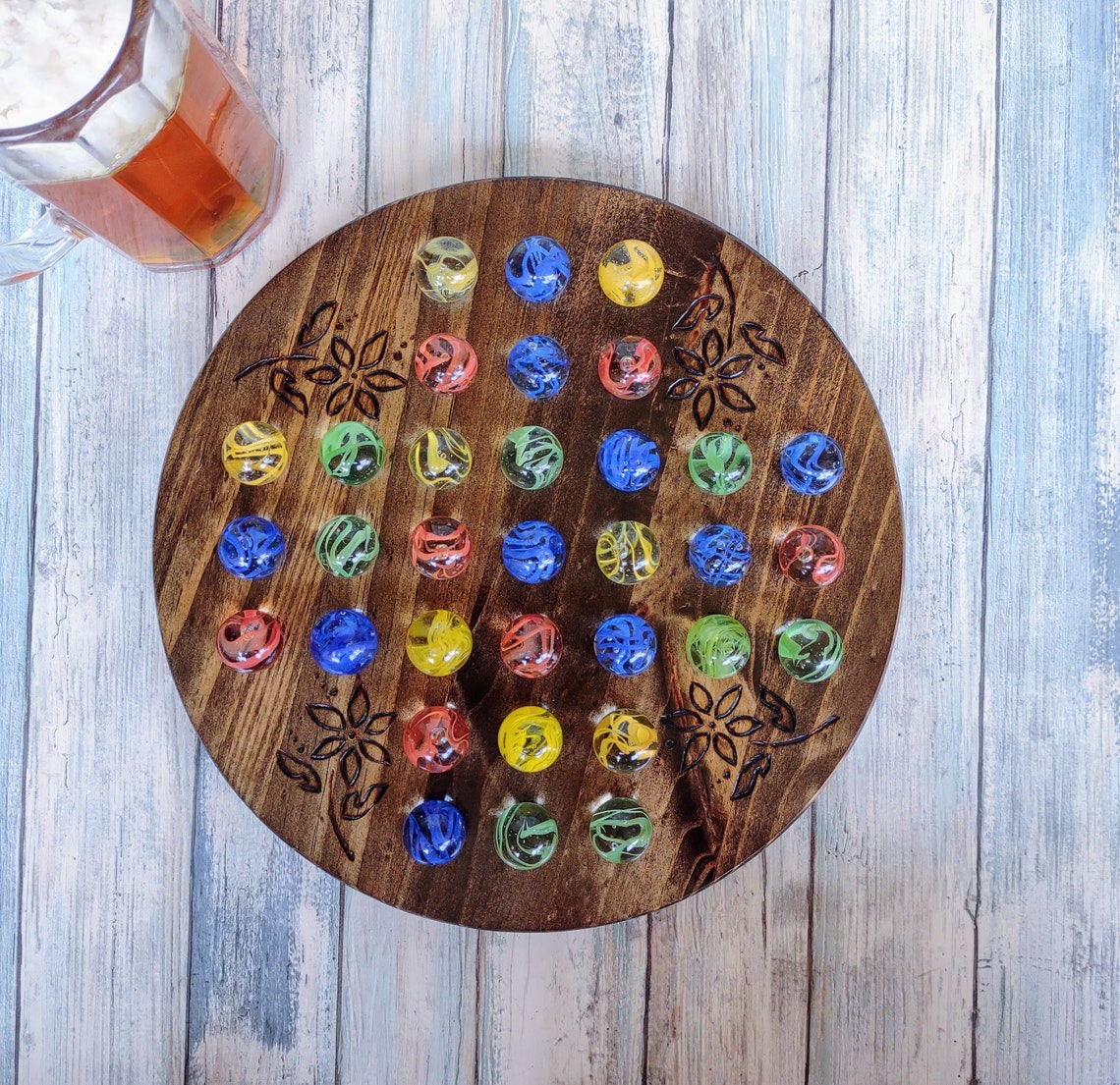 Marble Solitaire Game With 1 Marbles 12 Round - Etsy