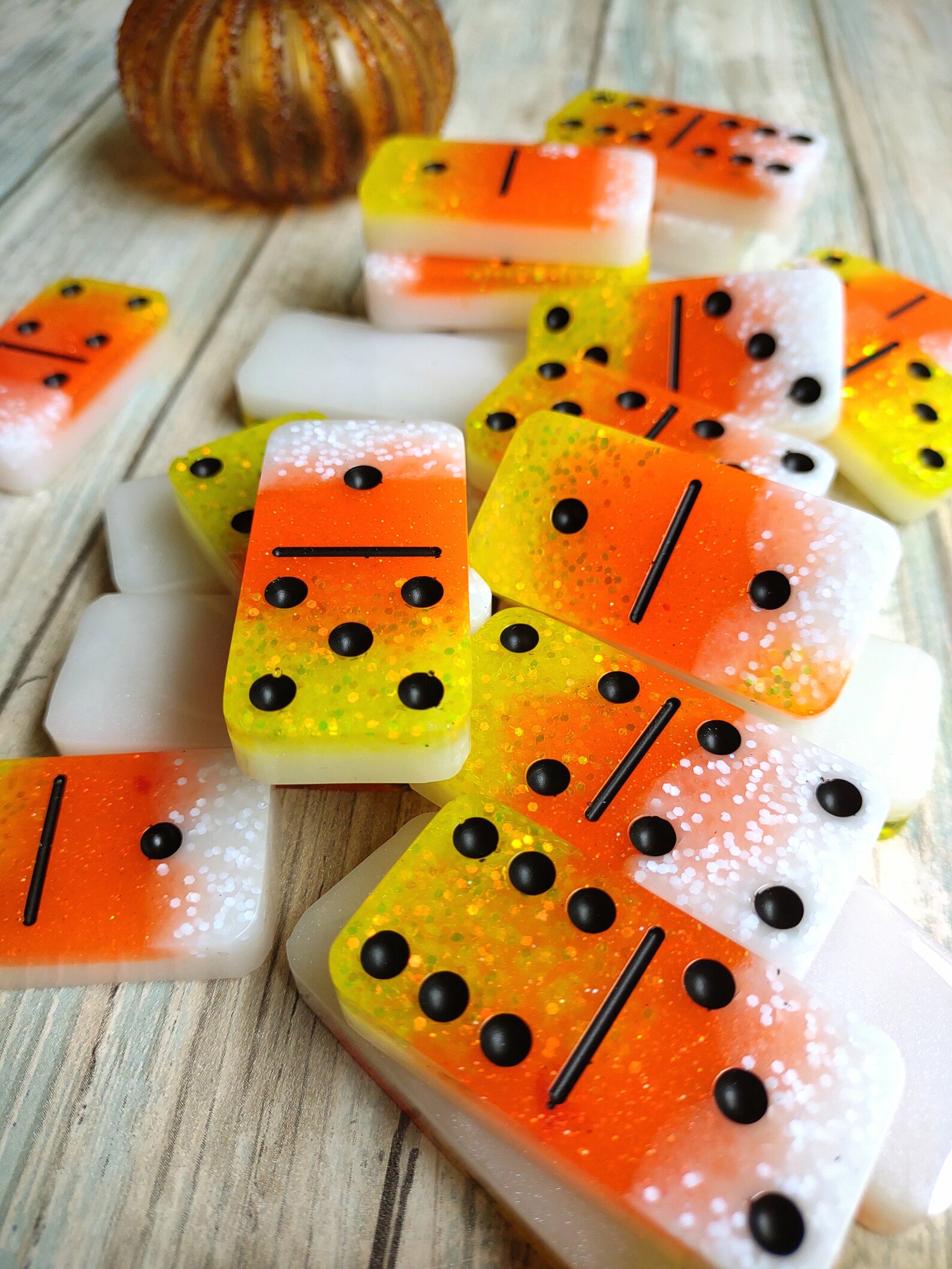 Candycorn Domino Set, Double Six Halloween Theme Domino Set, Yellow ...