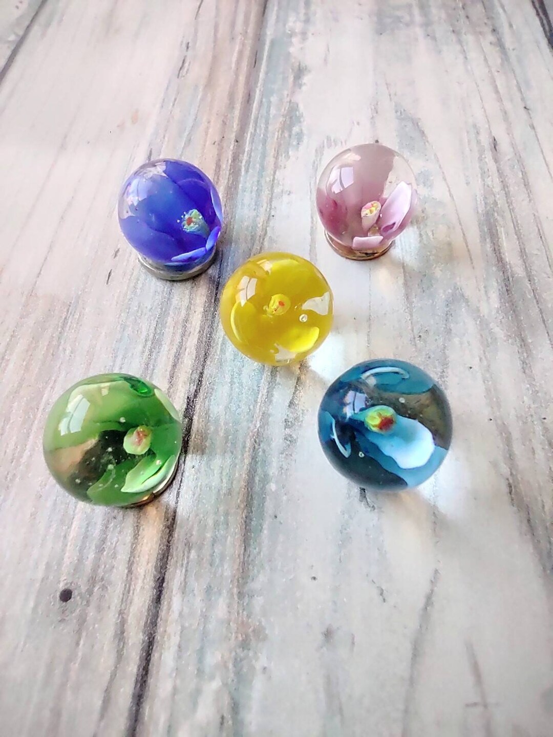 Hollyhock Collector Marbles, 16mm Size Flower Marbles, Regular Size ...