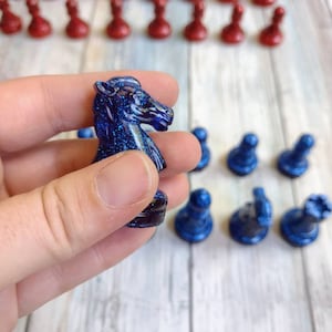 Sapphire & Ruby Chess Set Game Pieces, Standard Size Chess Set Pieces ...