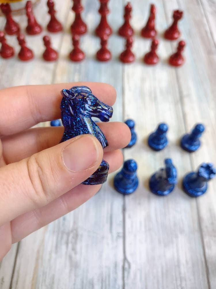 Sapphire & Ruby Chess Set Game Pieces Standard Size Chess Set - Etsy
