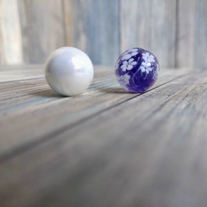 Sweet Daisy Collector Marbles, 16mm OR 22mm Purple Marbles W/white ...