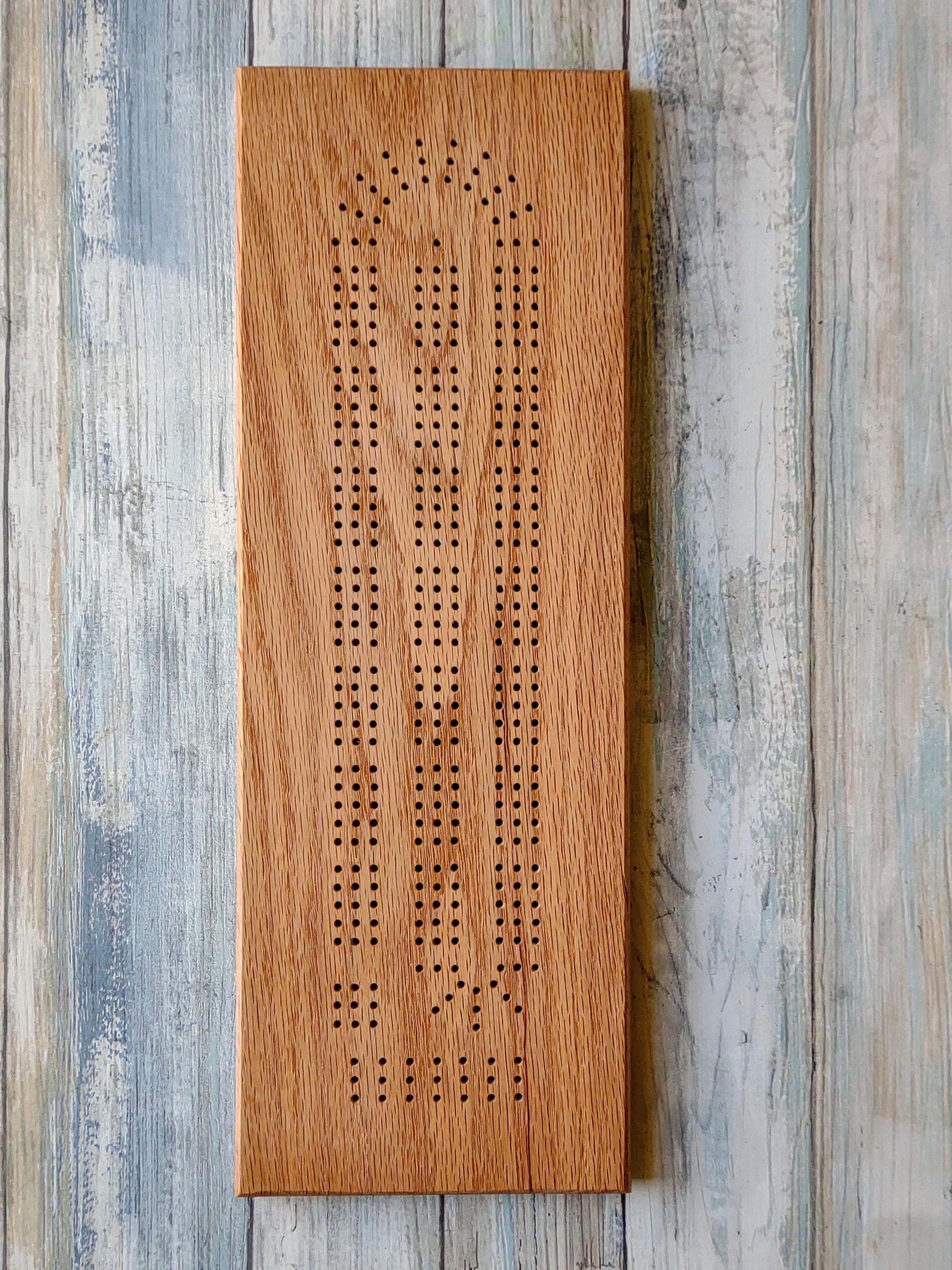 Cribbage game board, Oak cribbage game board with pegs and cards. 3 ...