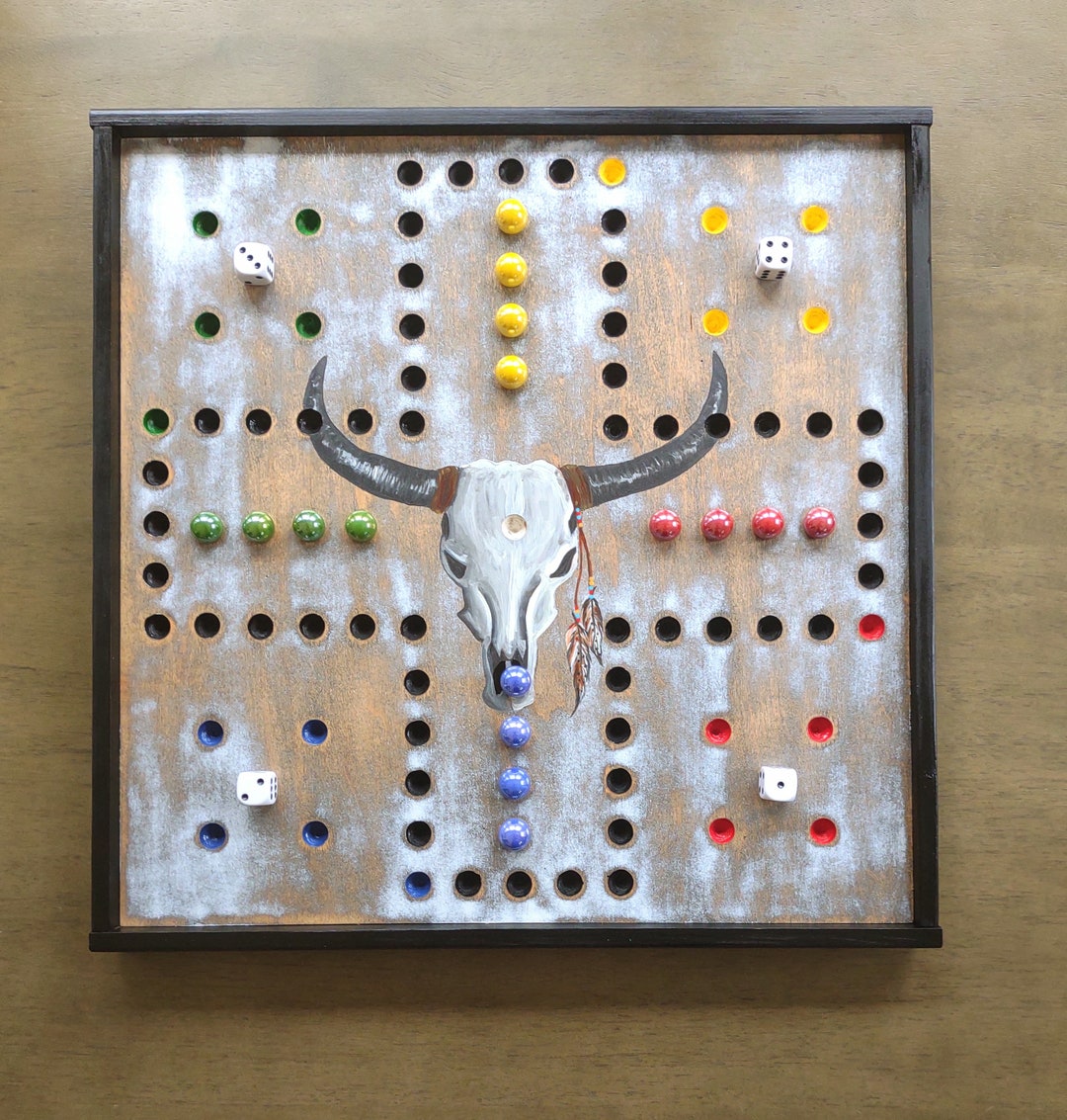 Rustic Wahoo, Bull Skull Wahoo Game Board, 4-player Aggravation With ...