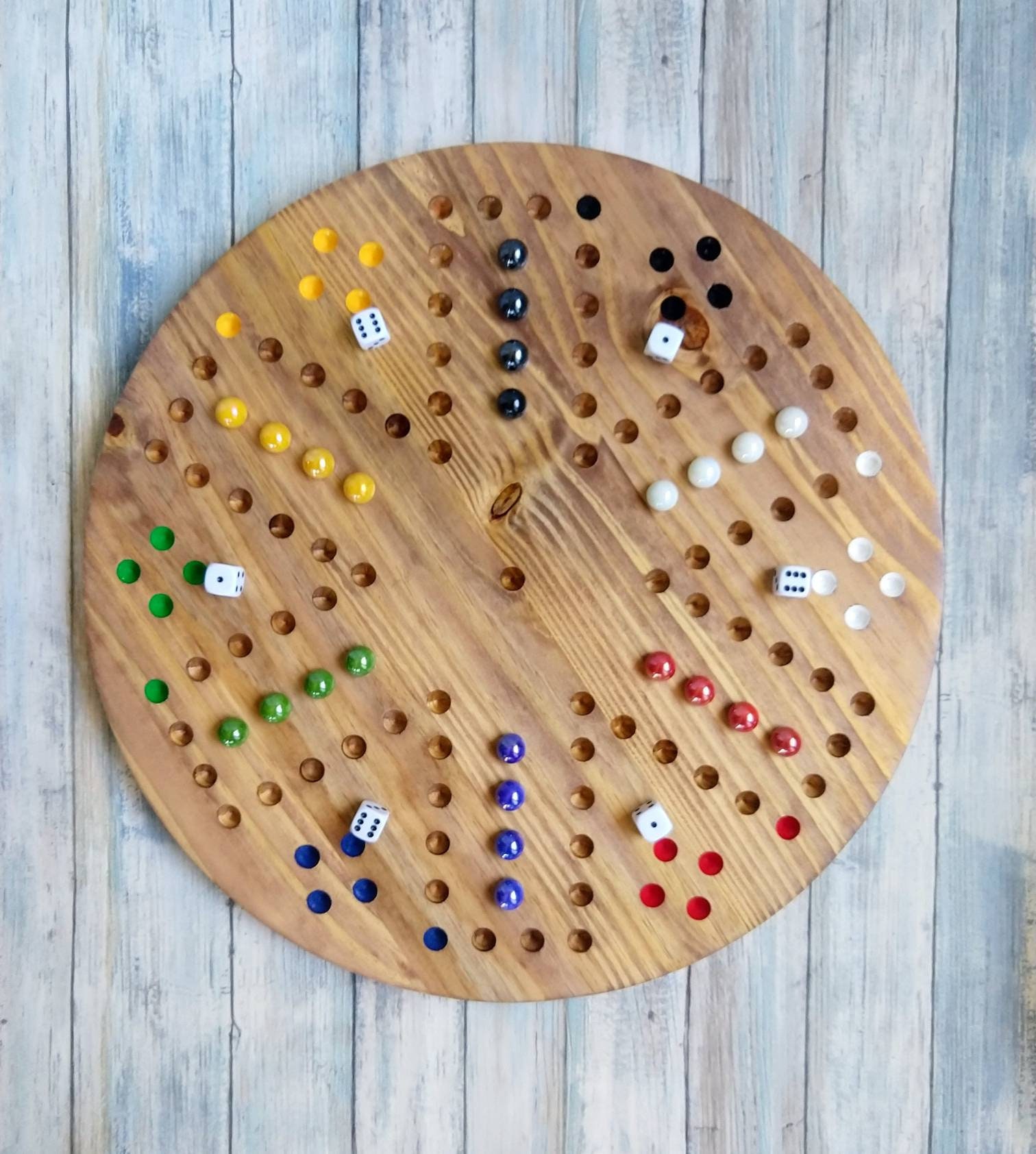 6 Player Wahoo Game Board, Large Round Aggravation Game Board, Wooden ...