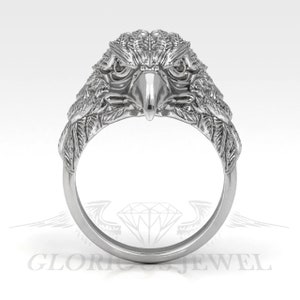 Eagle Gold Ring, Hawk Signet Ring, Bird Jewellery, Free Bird Jewelry, Hunter Bird Signet, Silver ...