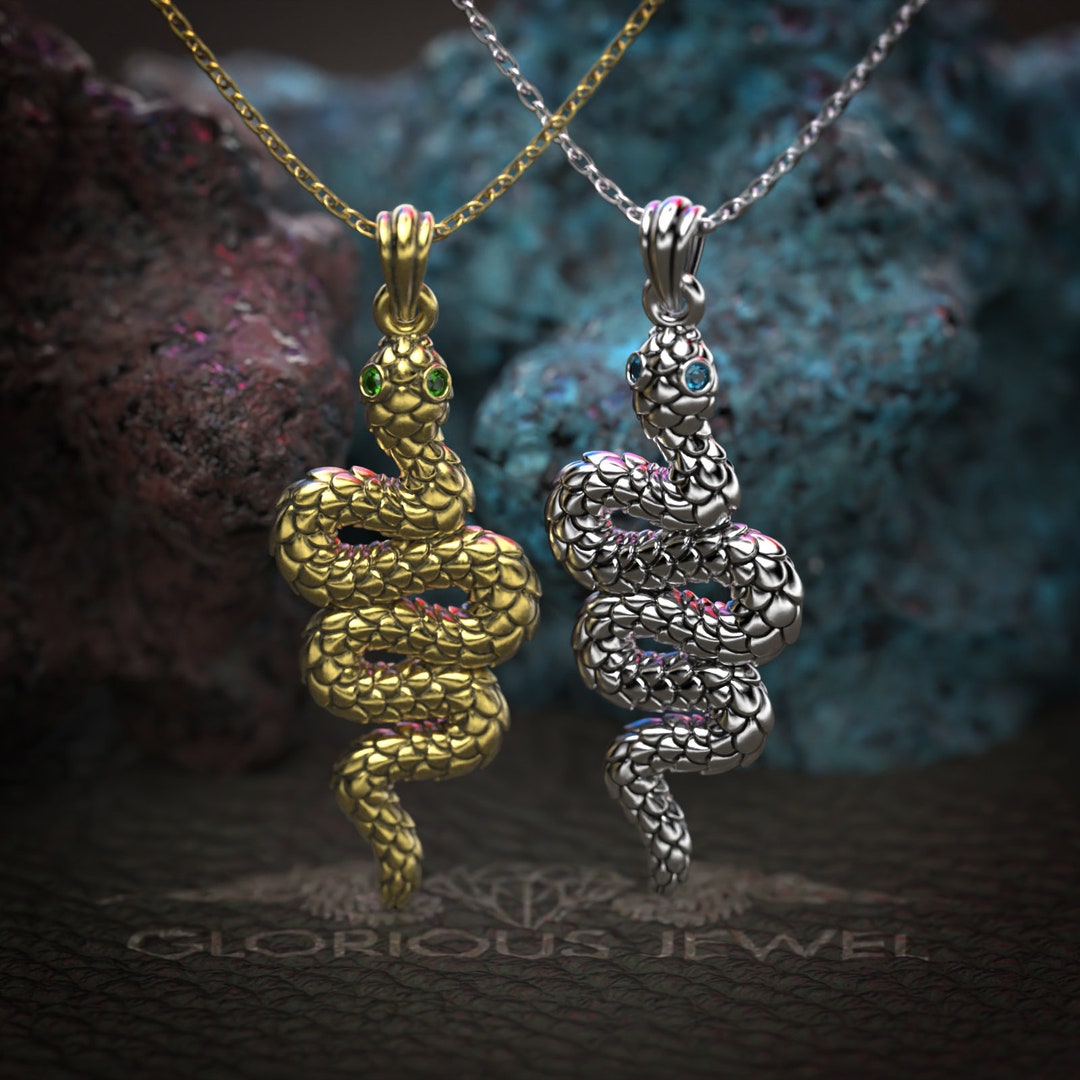 Snake Gold Pendant, Snake Silver Pendant, Snake Jewelry Women, Snake ...