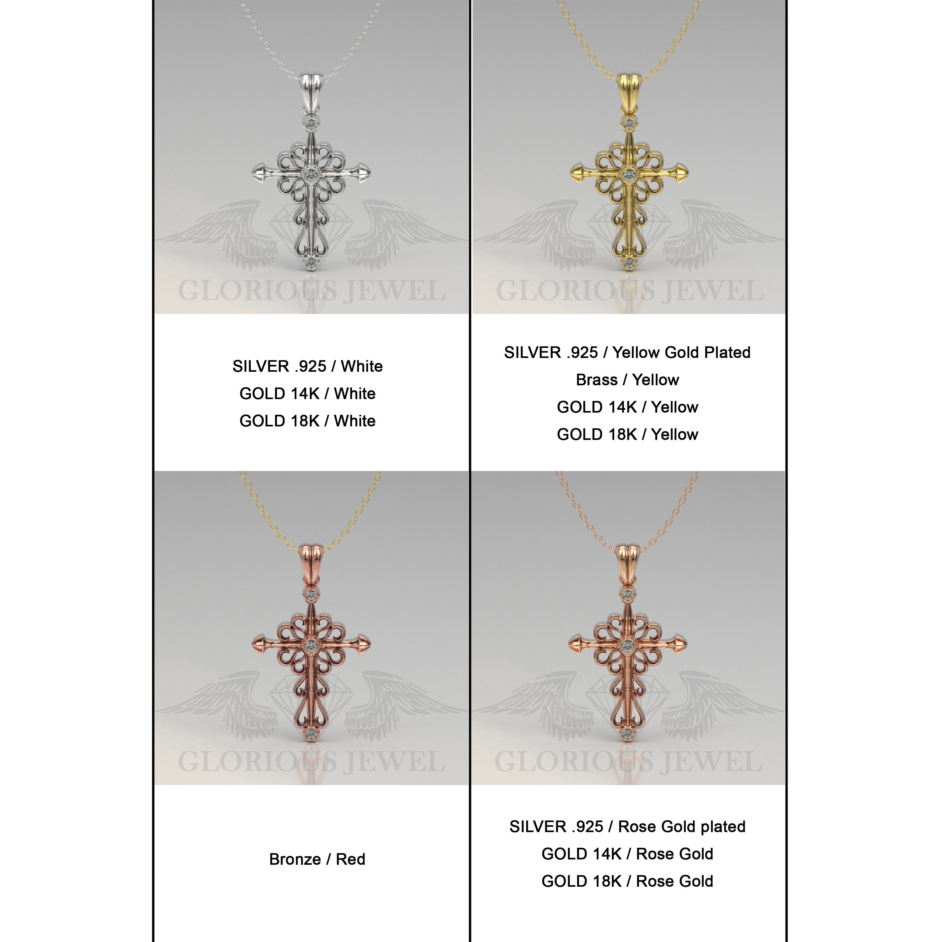 Jesus of Nazareth Cross Pendant Necklace Silver Cross | Etsy