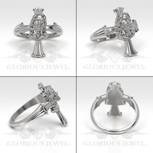 Jesus Cross Ring, Jesus of Nazareth, Gold Jesus Jewelry, Silver Jesus ...