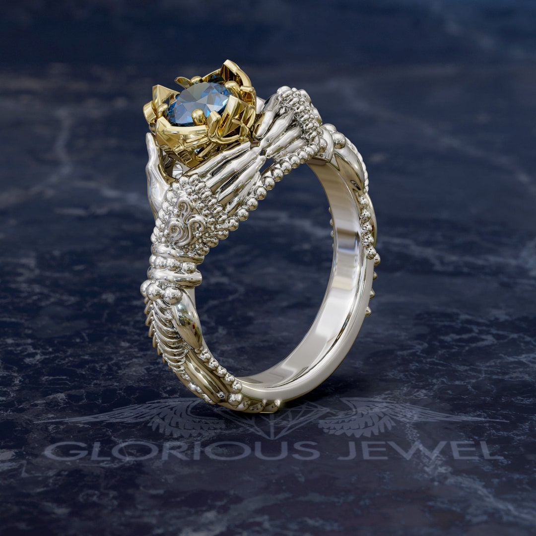 Claddagh Crown Ring: Gold & Sterling Silver, CZ Center Stone - Etsy