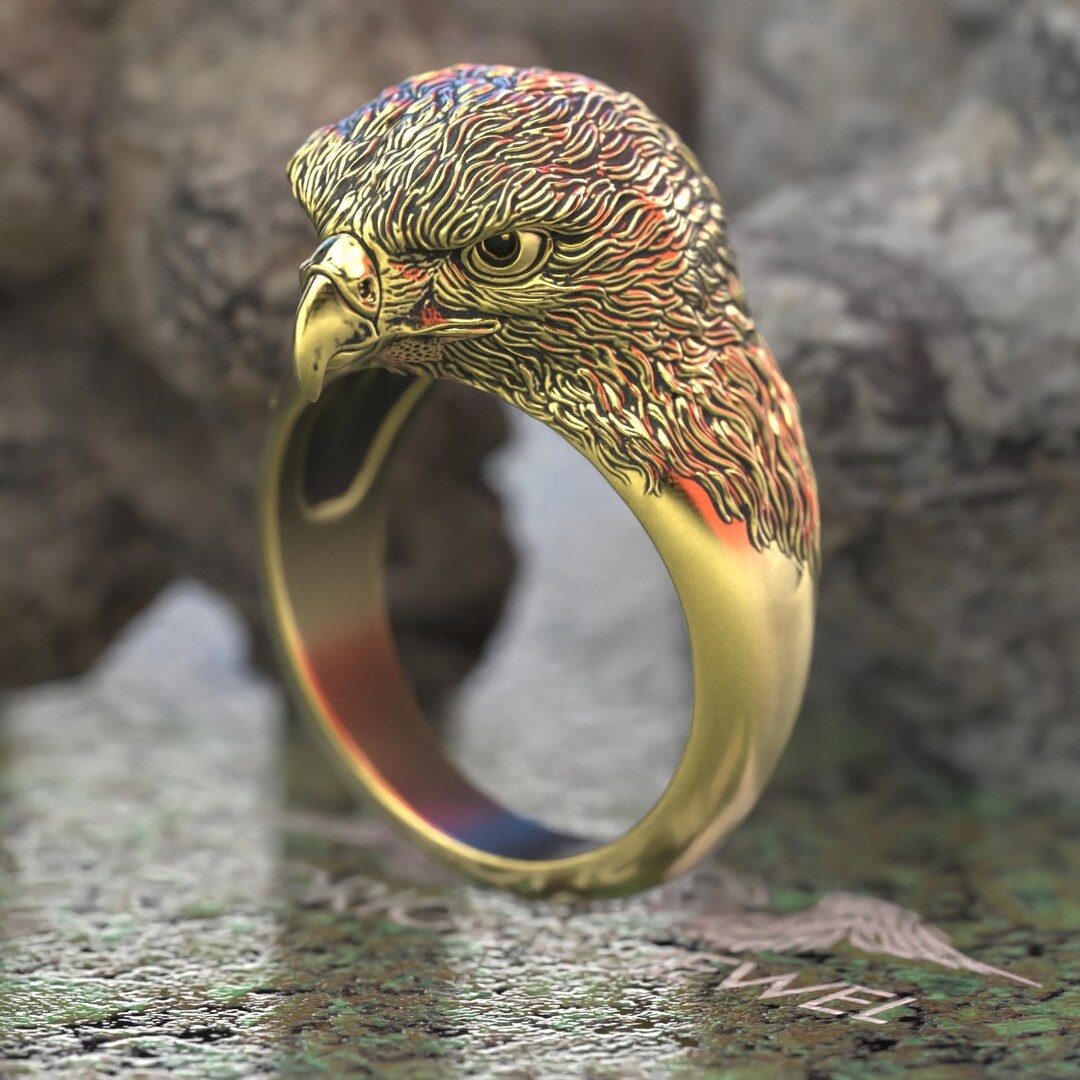 Eagle Gold Ring, Hawk Signet Ring, Bird Jewellery, Free Bird Jewelry ...