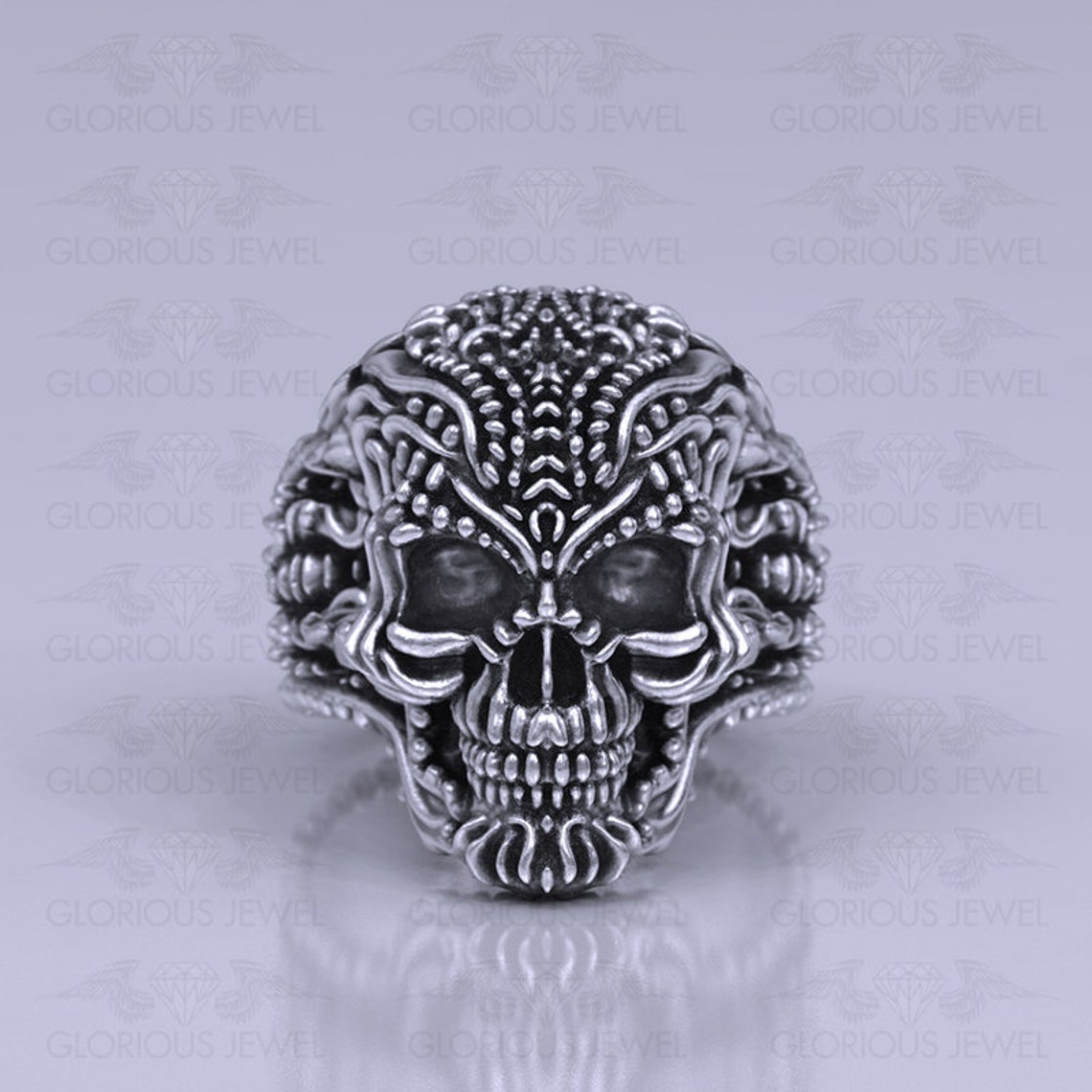 Skull Biker Ring Silver Ring Skull Ring Skull Jewelry - Etsy