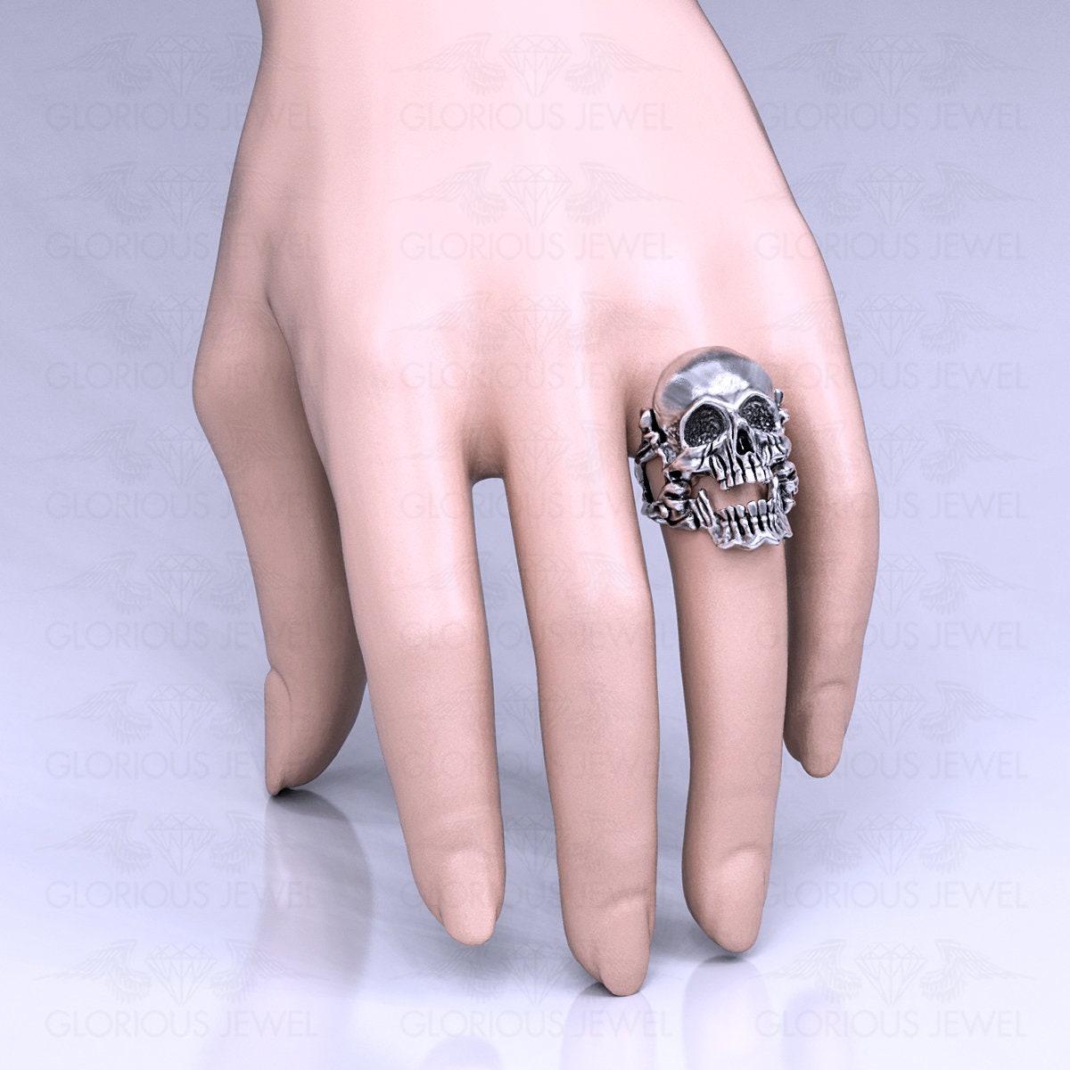 Big Skull and Bones Ring Available in Solid Gold 18K 14K - Etsy