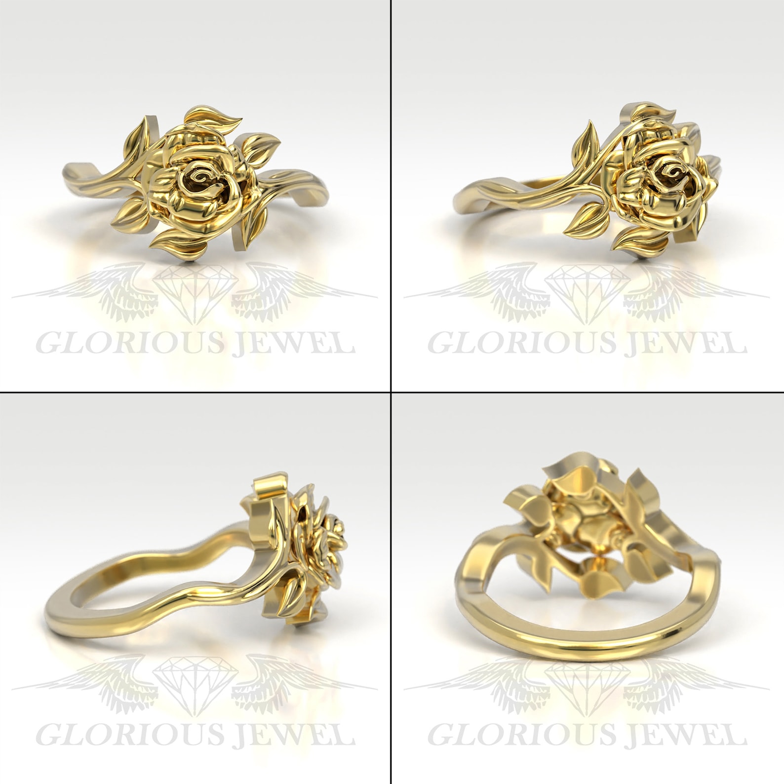 Elegant Rose Ring: Rose Gold & Silver Floral Design - Etsy