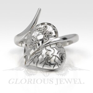 Floral Heart Butterfly Ring - Nature Inspired Jewelry - Butterfly ...