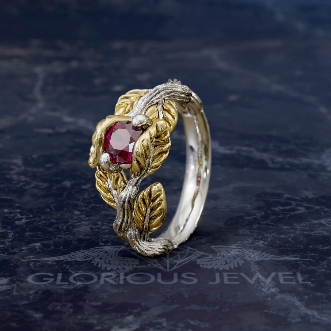 Flower Rings Engagement, Nature Rings Engagement, Plant Ring Jewelry ...