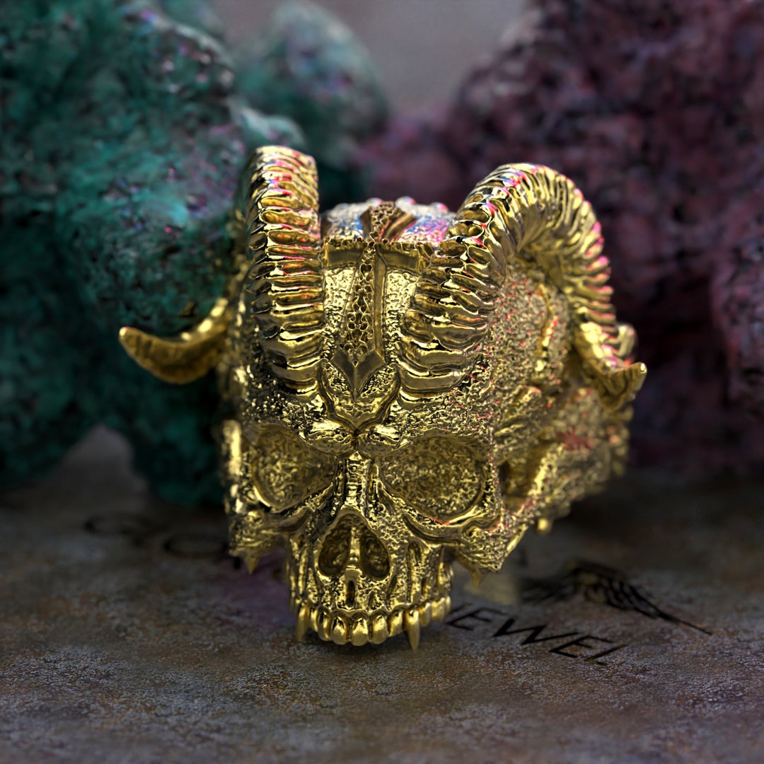 Devil Skull Ring, Skull Cross Ring, Diablo Skull Ring, Skeleton Ring ...