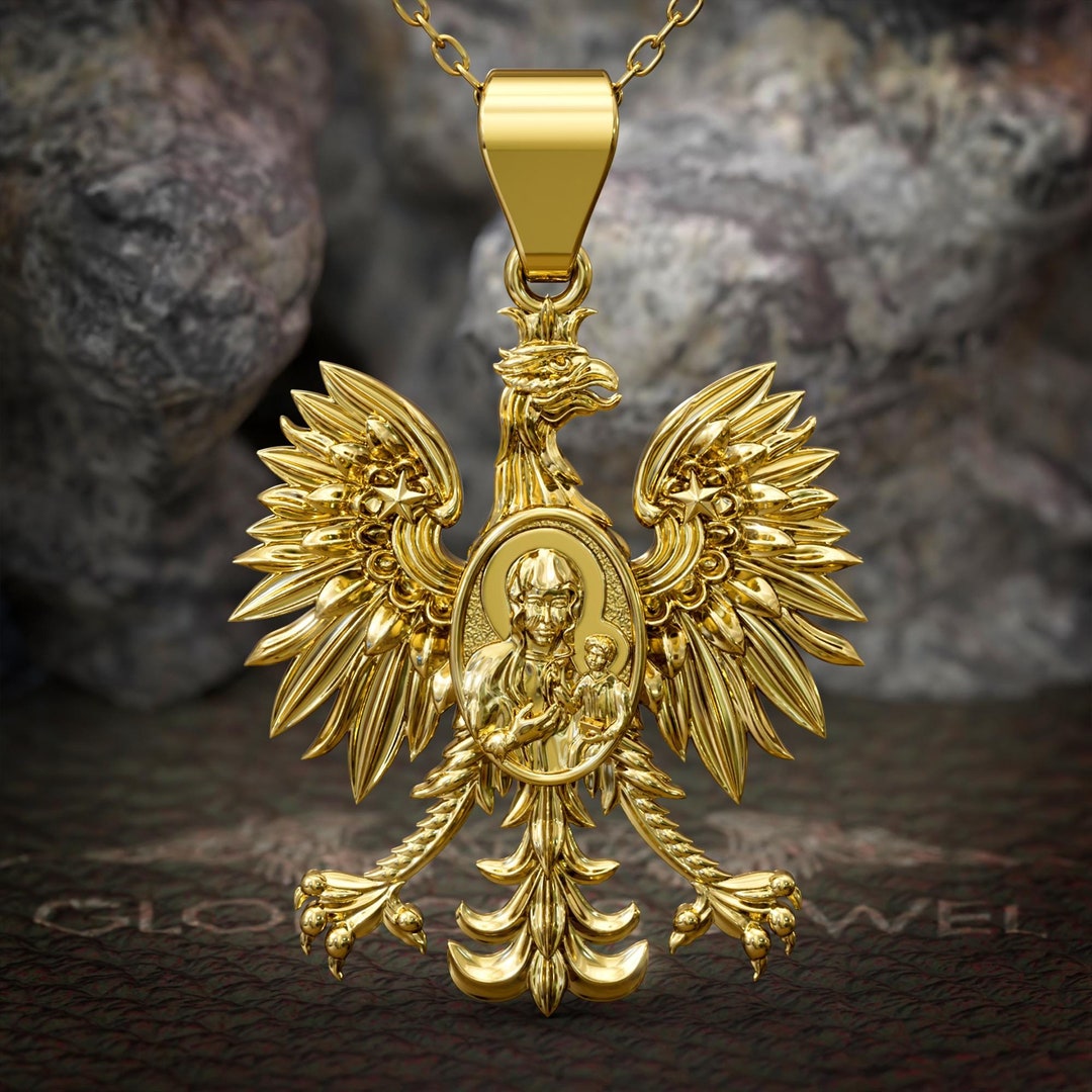 Polish Eagle Gold Pendant - 5cm Necklace for National Day Celebration ...